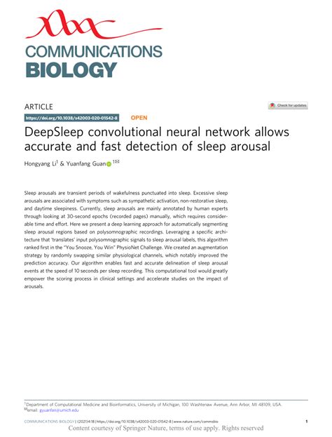 Pdf Deepsleep Convolutional Neural Network Allows Accurate And Fast Detection Of Sleep Arousal