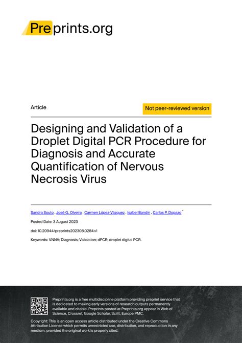 Pdf Designing And Validation Of A Droplet Digital Pcr Procedure For Diagnosis And Accurate