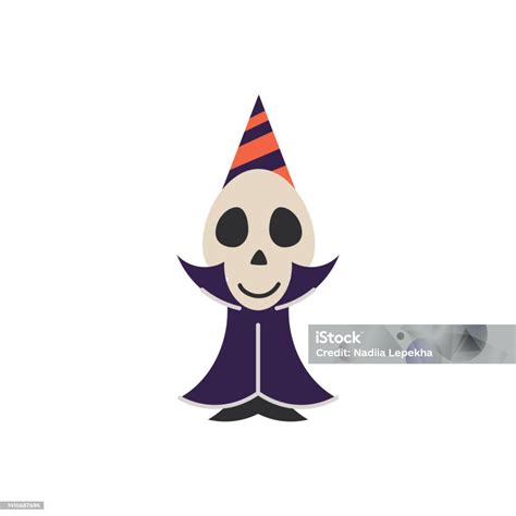 할로윈 인사말 카드와 포스터 파티 간판을위한 뼈가있는 두개골 기호와 기호가 있는 개념 그림입니다 플랫 디자인 만화 요소 벡터