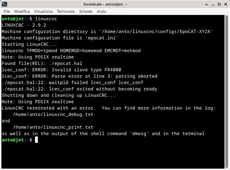 lcec conf error invalid slave type linuxcnc