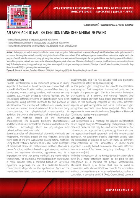 Pdf An Approach To Gait Recognition Using Deep Neural Network