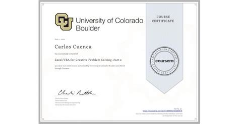 Carlos A Cuenca On Linkedin Completion Certificate For Excelvba For
