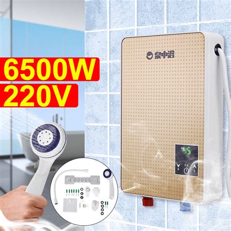 3s 인스턴트 핫 6500w 220v 전기 온수기 탱크리스 인스턴트 보일러 욕실 샤워 세트 온도 조절기 안전 지능형 대형 및 설치가전
