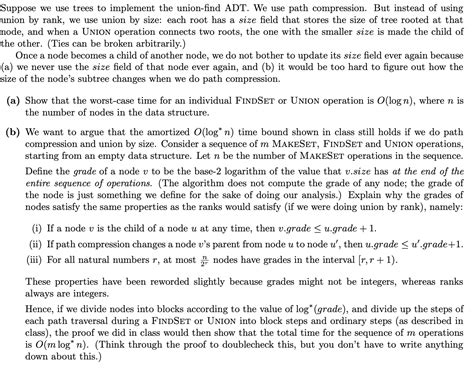 Solved Suppose We Use Trees To Implement The Union Find ADT Chegg