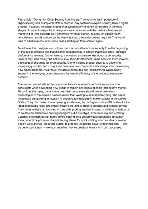 Info Sys Group Work Assignment Of Info Sys First Article Design For Cybersecurity From