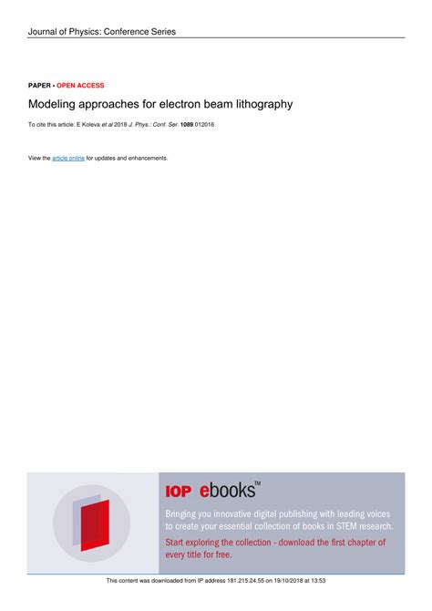 Pdf Modeling Approaches For Electron Beam Lithography