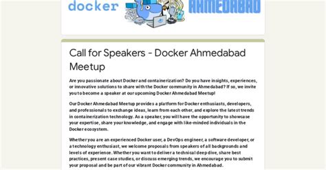 Docker Ahmedabad On Linkedin Call For Speakers Docker Ahmedabad Meetup