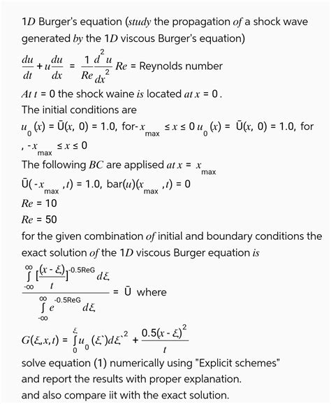 Solved Write A Python Programme To Solve D Burger S Chegg
