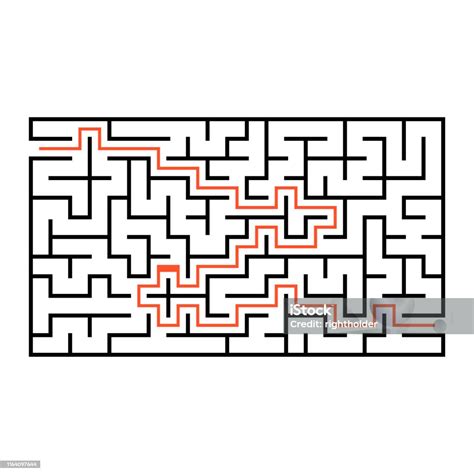 추상 직사각형 미로 아이들을위한 게임 아이들을위한 퍼즐 입구 1개 출구 1개 미로 수수께끼 흰색 배경에 격리된 플랫 벡터 그림입니다 대답과 함께 0명에 대한 스톡 벡터 아트