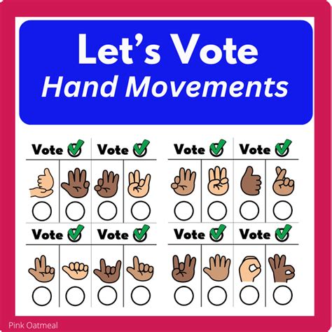 Lets Vote Hand Movement Task Cards Pink Oatmeal Shop