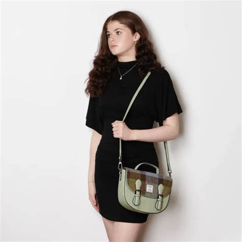 Islander Medium Cobble Satchel With Harris Tweed Harris Tweed Scotland