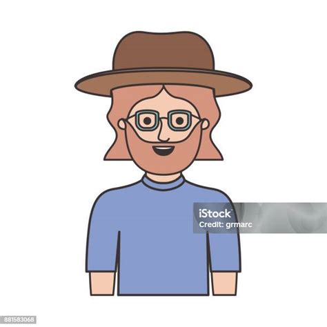 중간 길이 머리와 다채로운 실루엣에 수염 남자 모자와 안경 30 시체 및 T셔츠 T 셔츠에 대한 스톡 벡터 아트 및 기타 이미지 T 셔츠 경영자 교사 교육 관련 직업