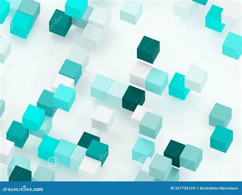 3d Rendered Abstract Blue Background With Colorful Cubes Stock Illustration Illustration Of