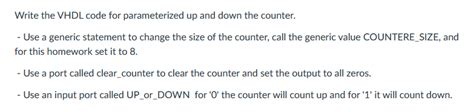 Solved Write The Vhdl Code For Parameterized Up And Down The