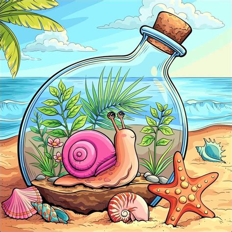Colorful Snails Drawing Summer Theme Drawing Snail Drawing Color Shells