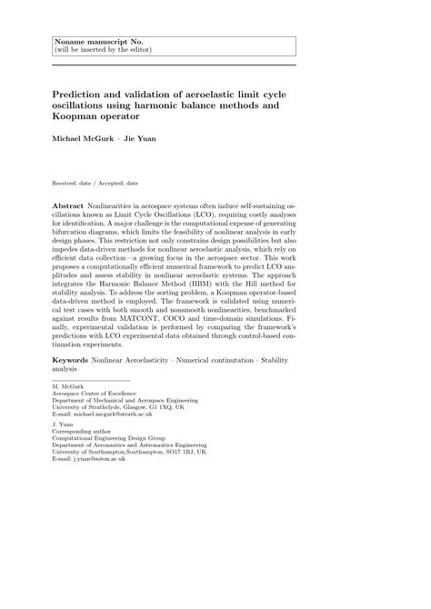 Pdf Prediction And Validation Of Aeroelastic Limit Cycle Oscillations