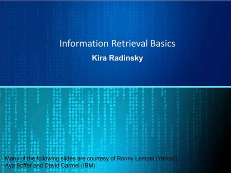 Tutorial 1 Information Retrieval Basics Ppt