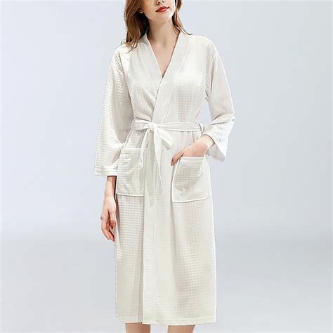 Selone Robe For Women Nightgowns For Women Plaid Print With Pockets