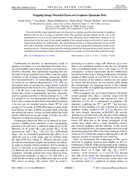Pdf Mapping Image Potential States On Graphene Quantum Dots