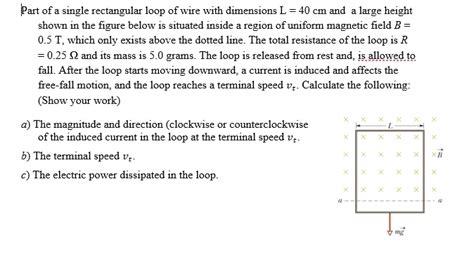 solved part of a single rectangular loop of wire with dimensions l 40 cm and large height