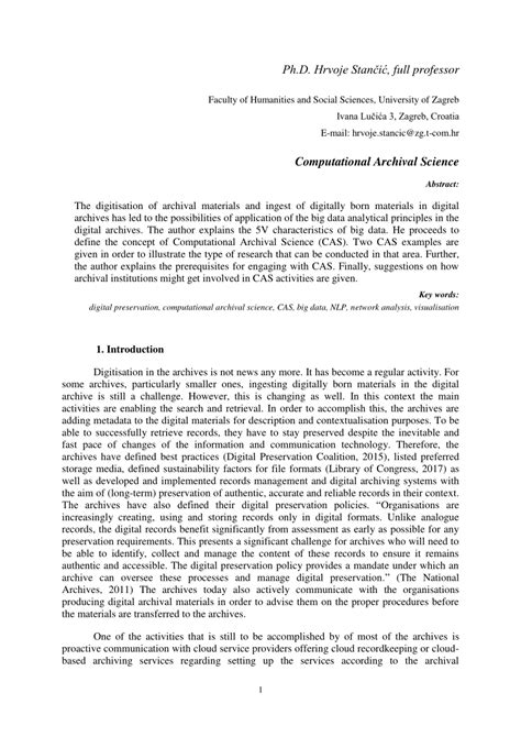 Pdf Computational Archival Science
