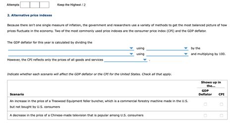 Solved Because There Isnt One Single Measure Of Inflation