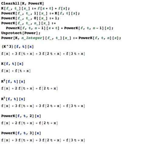 Function Construction Computing Powers Of The Operator Using Symbolic Computation