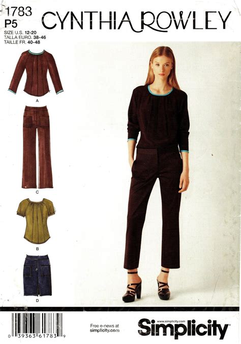 Simplicity Sewing Pattern 1783 By Cynthia Rowley Misses Blouse
