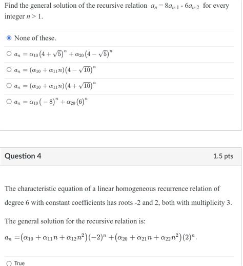 Solved Find The General Solution Of The Recursive Relation Chegg Com