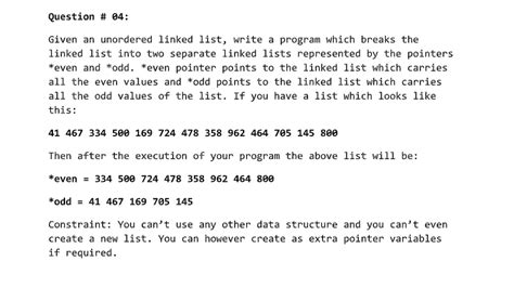 Solved Question 04 Given An Unordered Linked List Write