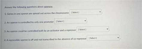 Solved Answer The Following Questions About Operons 1