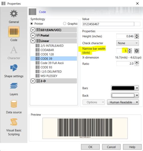 How Do I Adjust The Width Of My Barcode In Labelview Or Codesoft