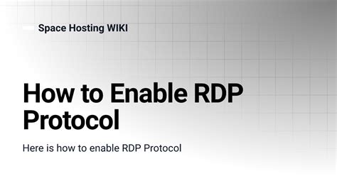 How To Enable Rdp Protocol Space Hosting Wiki