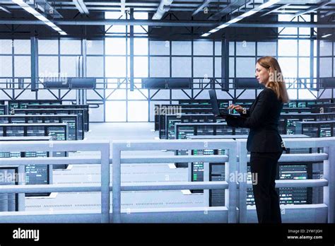 Engineer In Data Center Checking Rigs And Infrastructure Doing Maintenance It Expert Planning