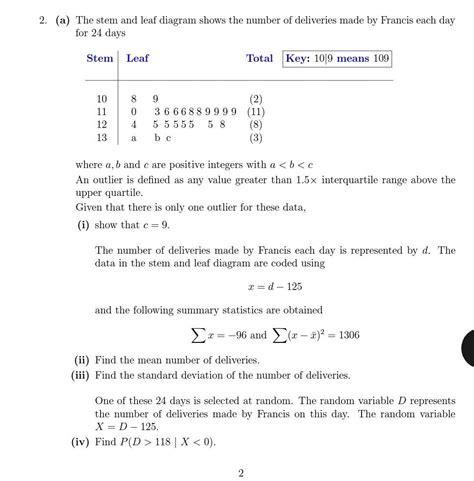 Solved A The Stem And Leaf Diagram Shows The Number Of Chegg Com