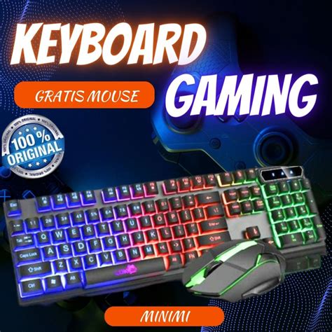 Jual Keyboard Lampu Led Nyala Keyboard Kedap Kedip Keyboard Keren Gratis Mouse Keyboard Alat