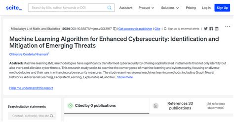 Machine Learning Algorithm For Enhanced Cybersecurity Identification And Mitigation Of Emerging