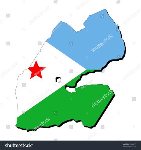 djibouti map flag shadow on white stock vector royalty free 56498233