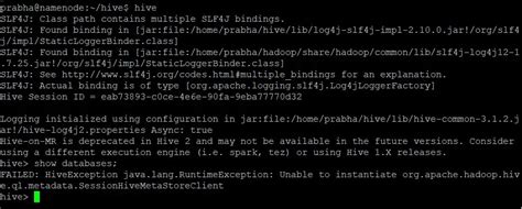 Hive Hiveexception Javalangruntimeexception Unable To Instantiate