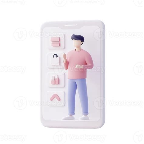 Stylized Smartphone With User Interface Representation And Character