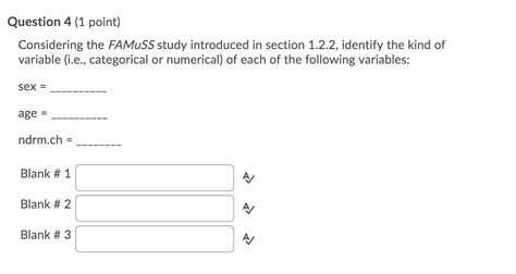Solved Question 4 1 Point Considering The FAMUSS Study Chegg Com