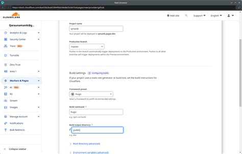 cara hosting website di cloudflare pages