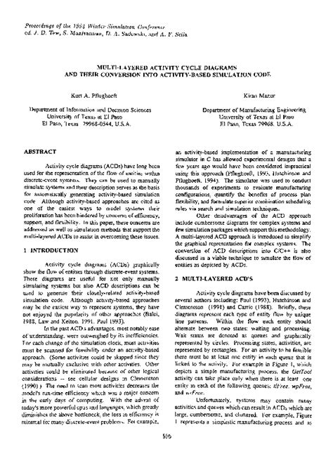 Pdf Multi Layered Activity Cycle Diagrams And Their Conversion Into Activity Based Simulation