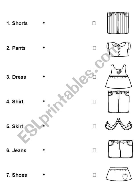 Vocabulary Matching Worksheet Elementary 27 Clothes 169 Clothes