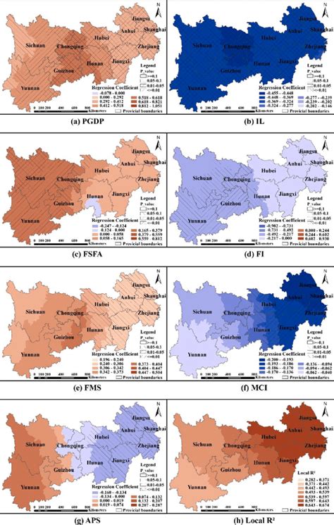 Spatial Distribution Of Gwr Regression Coefficients In 2015 Download Scientific Diagram