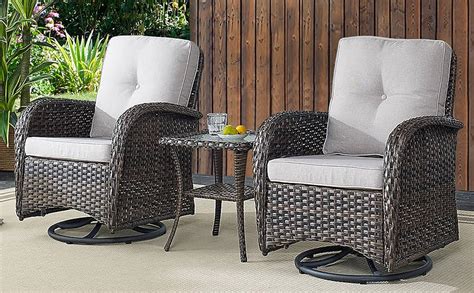 Belord Patio Wicker Furniture With Swivel Rocker Chairs