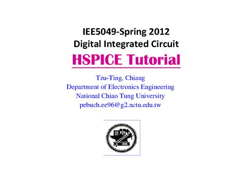 Hspice Note 2012 Tài Liệu Hướng Dẫn Iee5049 Spring 2012 Digital
