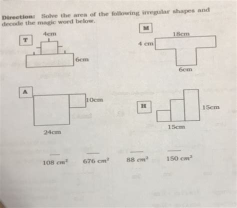 solved direction solve the area of the following irregular shapes and