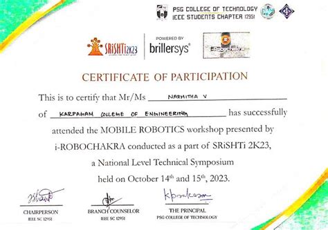 Narmitha Venkatesan On Linkedin Workshop On Mobile Robotics At Psg College Of Technology