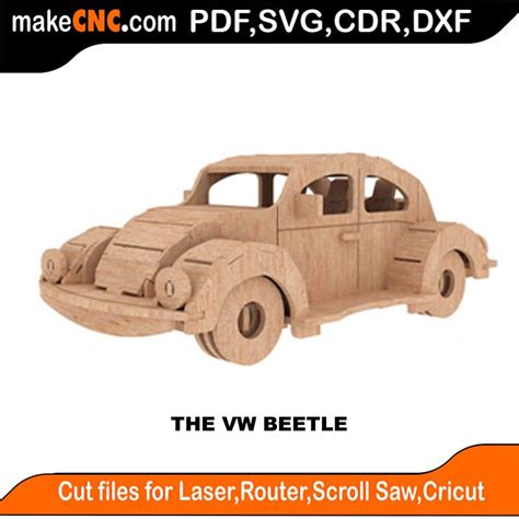 The VW Beetle D Puzzle Laser Cut Scroll Saw CNC Router Template Pattern DXF CDR SVG